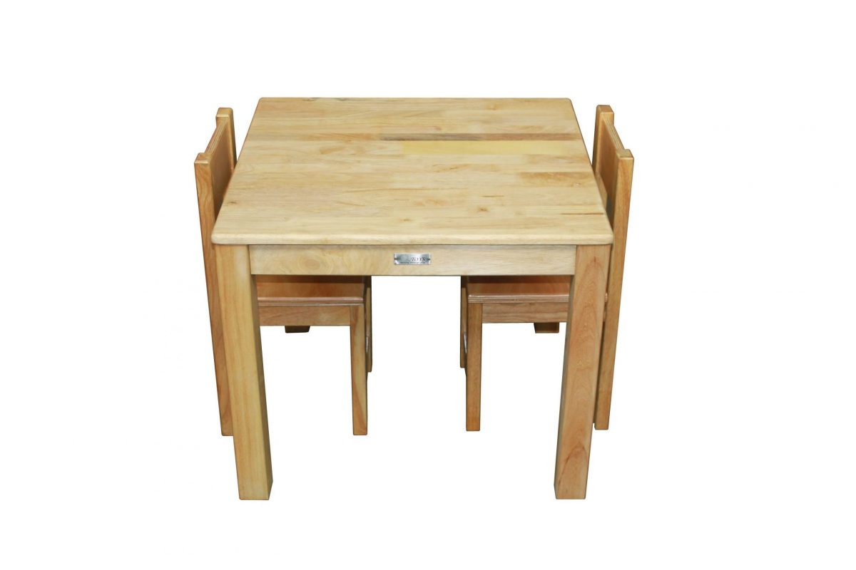 Solid Timber Table with 2 Standard Chairs - Qtoys - Learning through Play