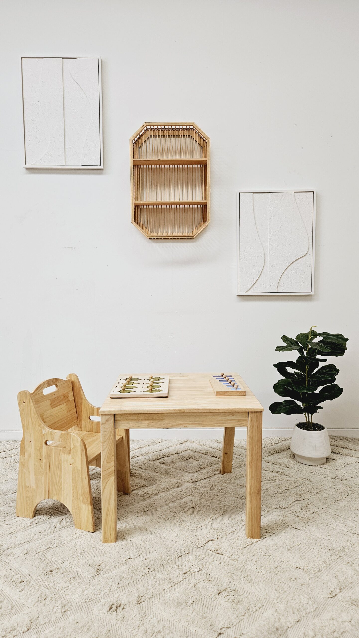 Solid Timber Table with 2 Toddler Chairs