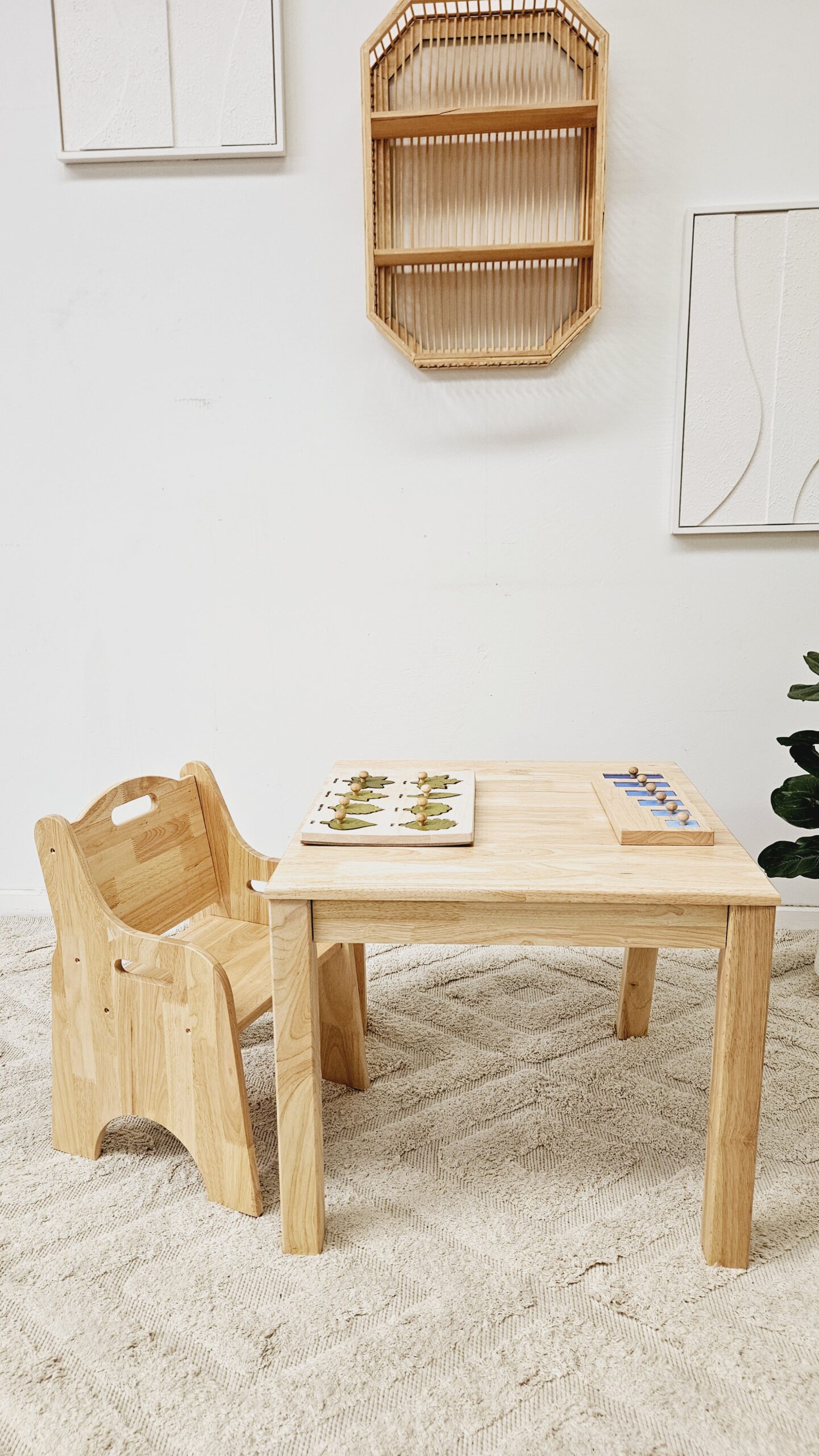 Solid Timber Table with 2 Toddler Chairs