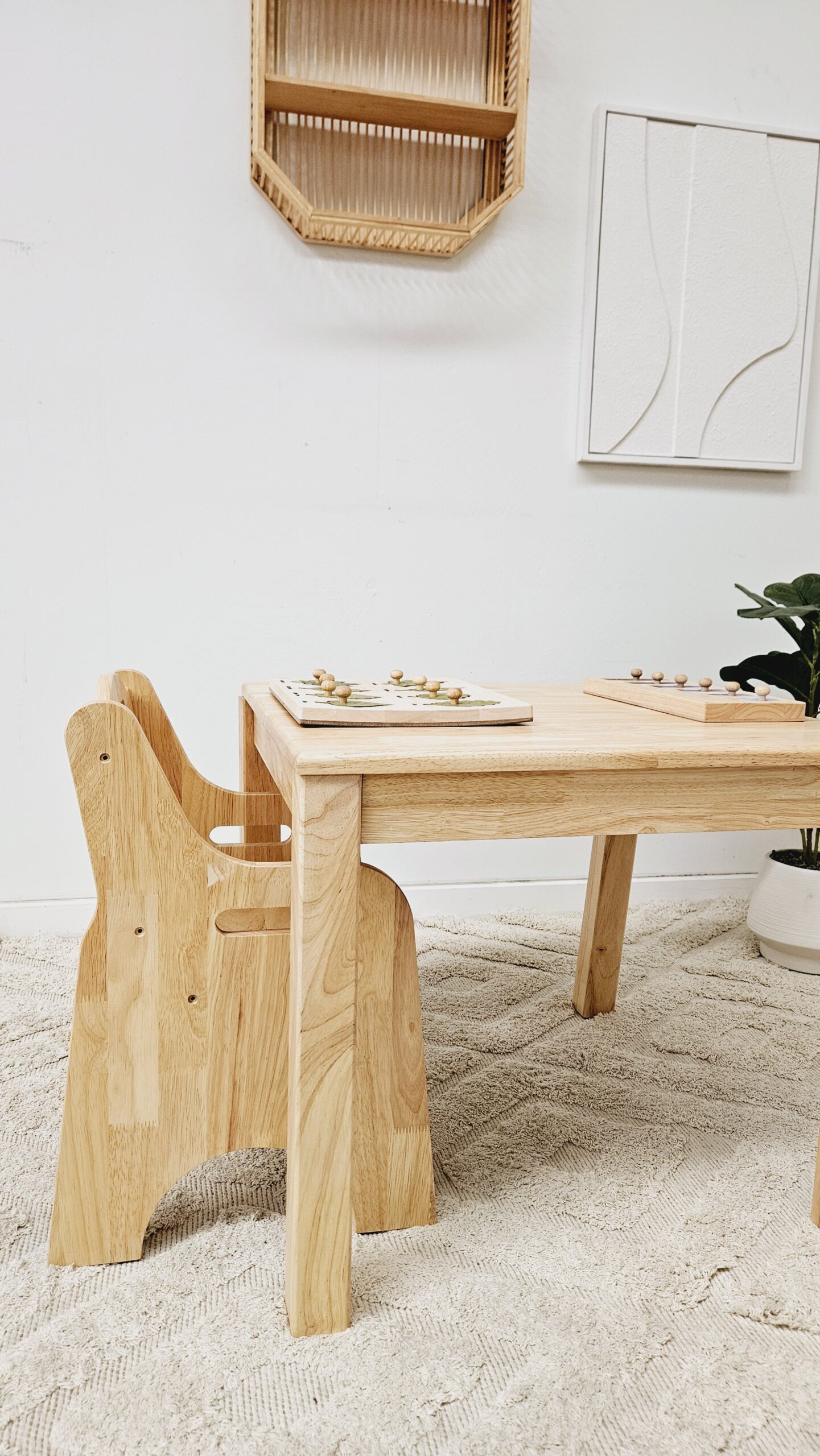 Solid Timber Table with 2 Toddler Chairs