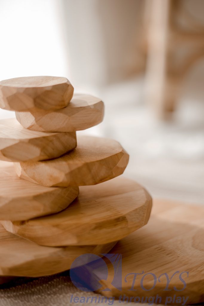 Natural Wooden Stacking Stones - QToys - Learning through Play